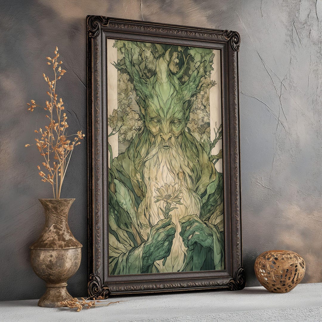 Ancient Tree Spirit Matte Print Druid Forest Guardian Wall Art Fantasy ...