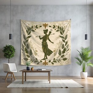 Greek Goddess Artemis Tapestry Art Fantasy Wall Art Botanical Artemis ...