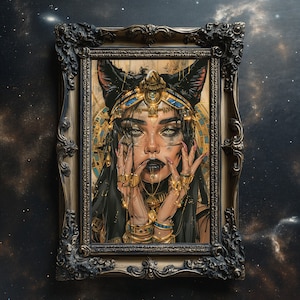 Bastet, Egyptian Goddess of Cats Matte Print, Egyptian Goddess Print ...