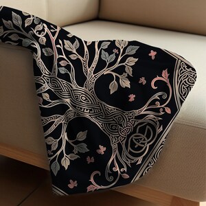 Norse Style Throw Blanket, Tree of Life Blanket, Tree of Yggdrasil ...