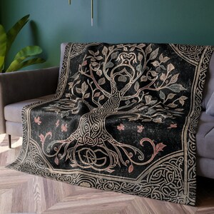 Norse Style Throw Blanket, Tree of Life Blanket, Tree of Yggdrasil ...