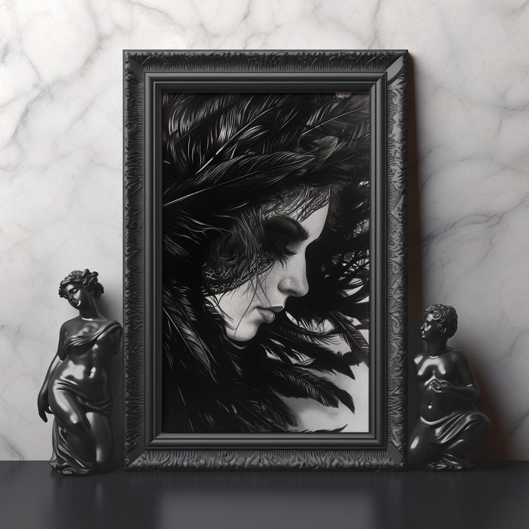 The Morrigan Portrait Monochrome Museum Quality Print Celtic Goddess ...