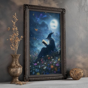 Wizard Amongst the Wildflowers Matte Print Fantasy Style Art Print ...