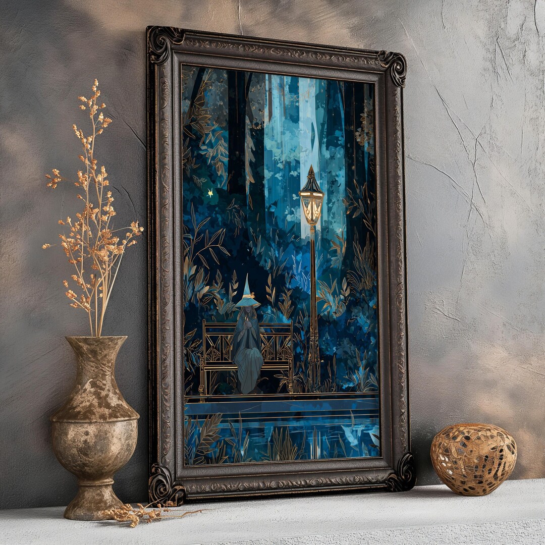 Enchanted Rainy Bus Stop Matte Print Witchy Sorceress at Bus Stop Art ...