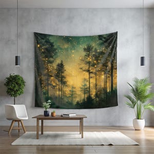 Enchanted Fantasy Forest Tapestry Fantasy Twilight Nature Tapestry Wall ...