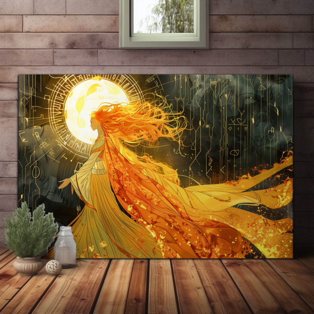 Sol Norse Goddess of the Sun Canvas, Norse Goddess Wall Decor, Sun ...