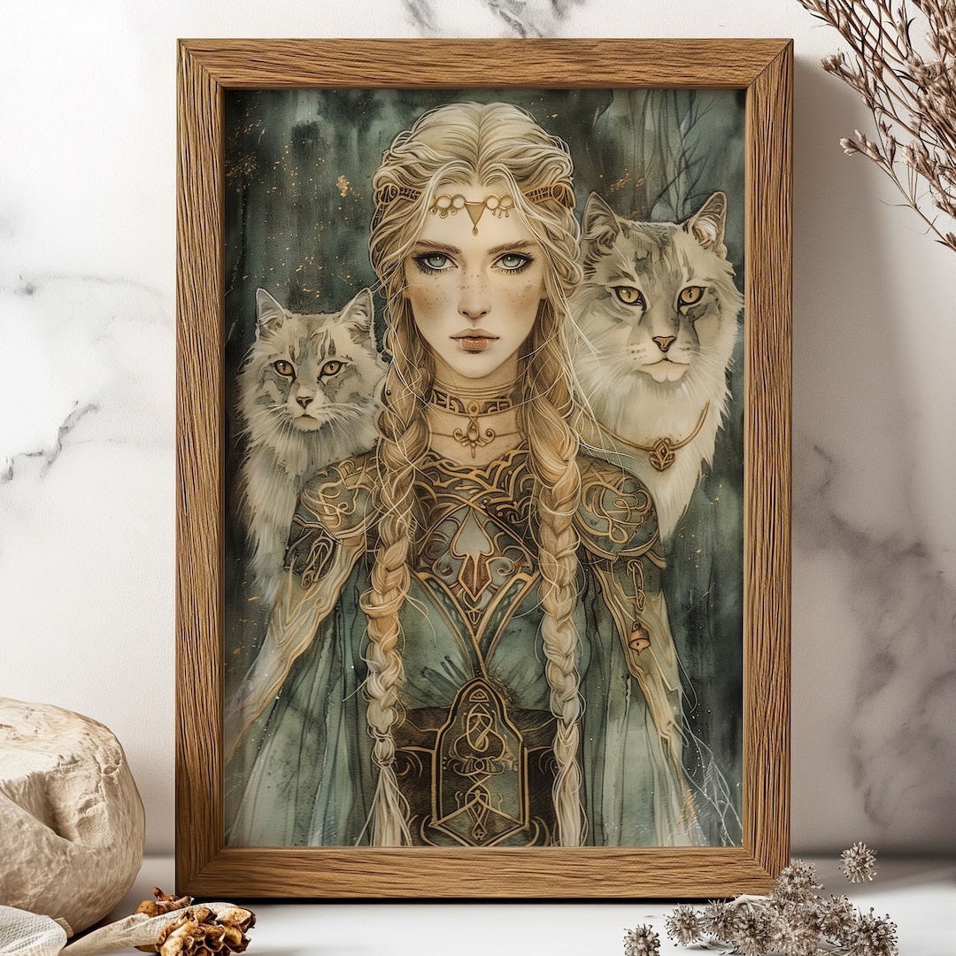 Freya, Norse Queen of the Valkyries Poster Wall Decor Japanese Water ...