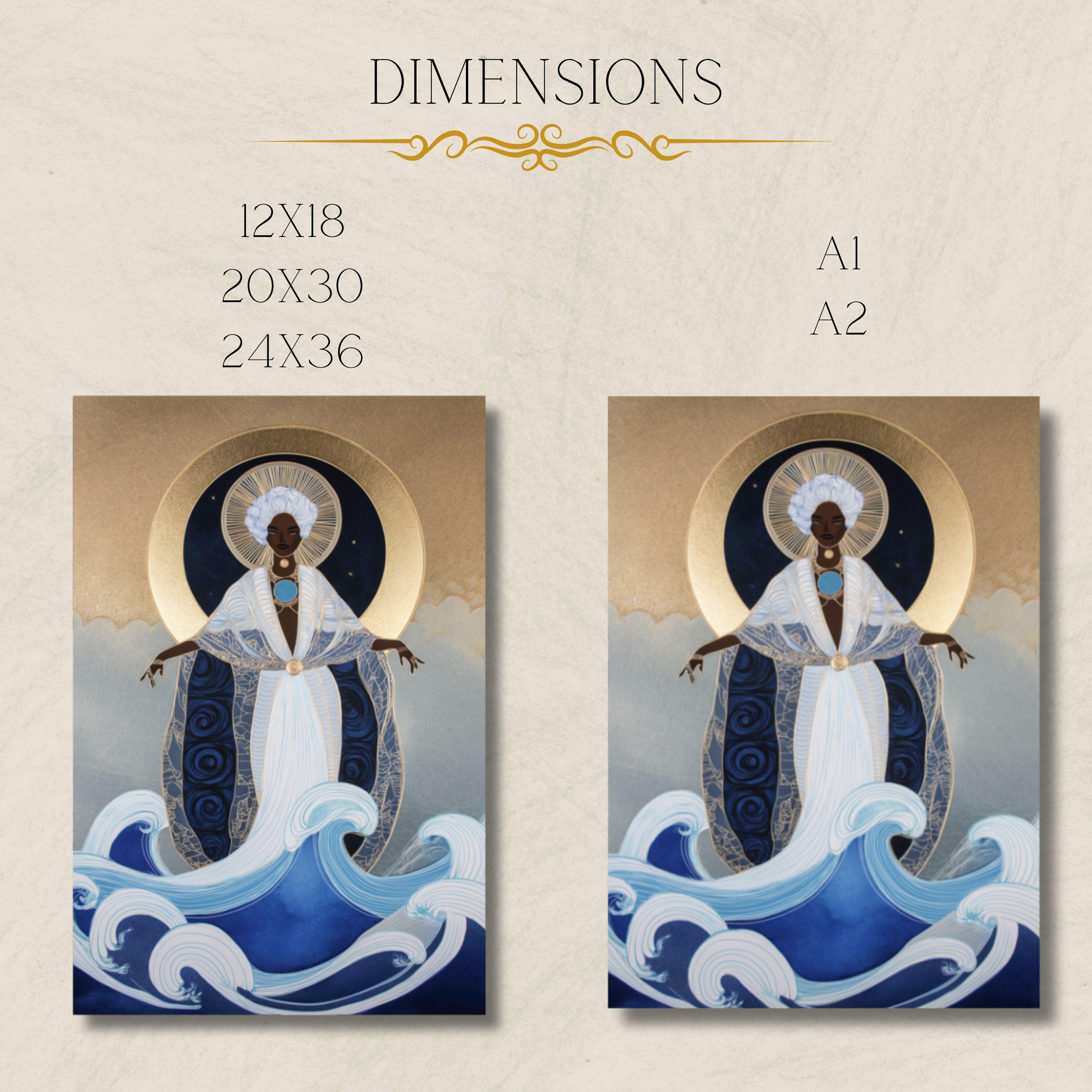Yemọja Ocean Goddess Art Print African Divine Feminine Wall Decor Moon ...