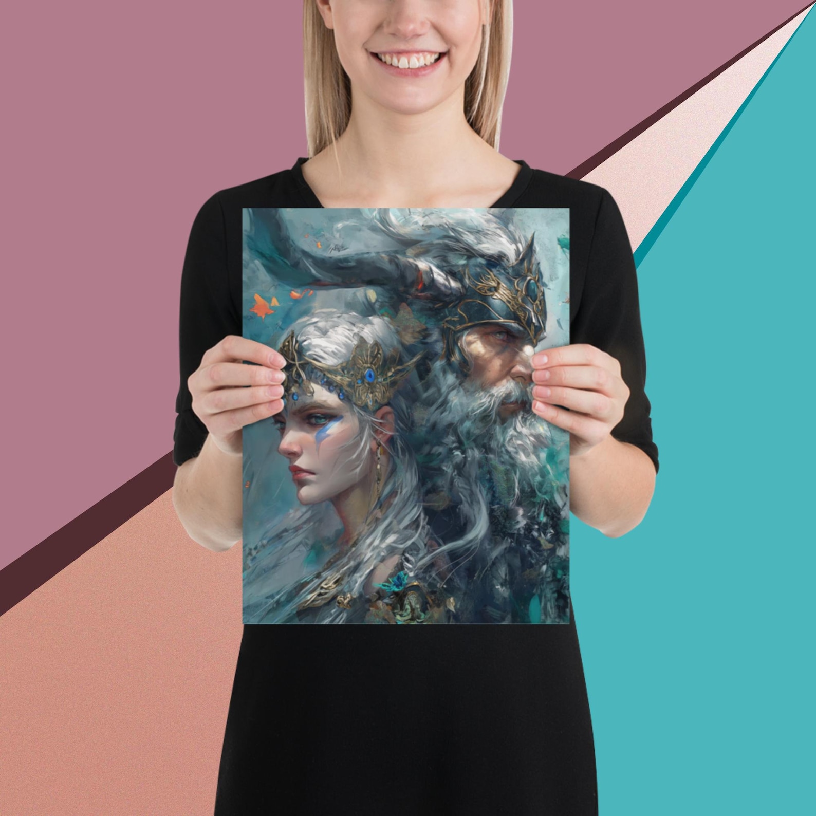 Freya and Odin Matte Print, Norse Mythology Print, Norse Mythology Wall ...