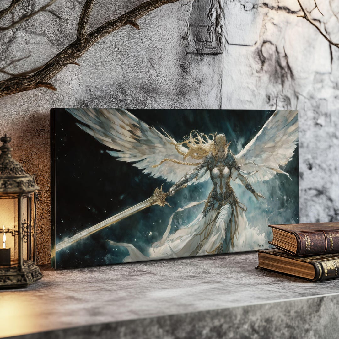 Valkyrie Rising Winged Warrior Fantasy Canvas Print for Game Room ...