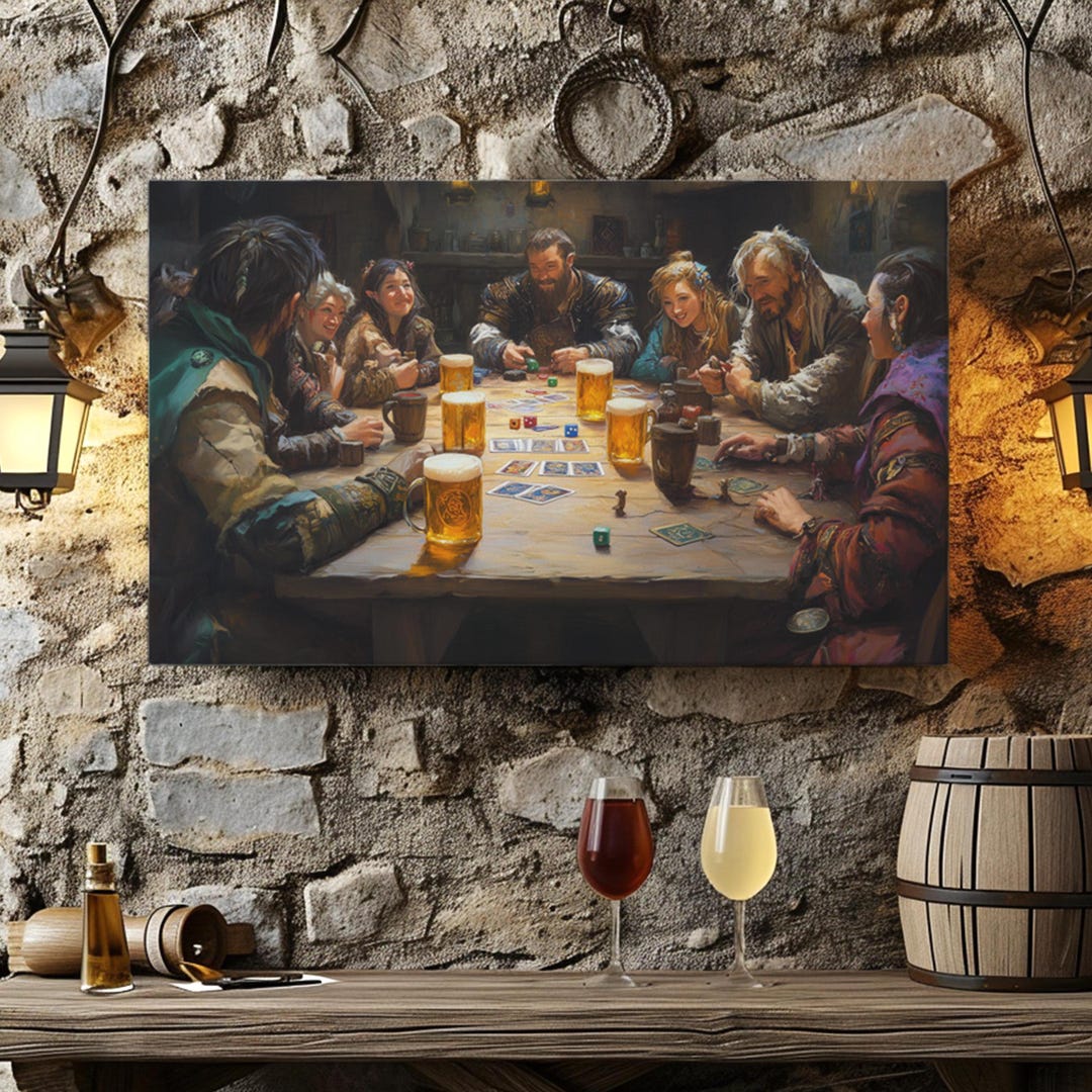Game Night, Fantasy Style Game Room Canvas Art Fantasy Game Room Decor ...