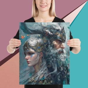 Freya and Odin Matte Print, Norse Mythology Print, Norse Mythology Wall ...