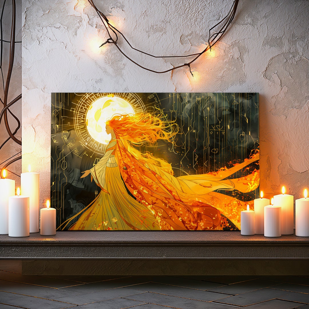 Sol Norse Goddess of the Sun Canvas, Norse Goddess Wall Decor, Sun ...