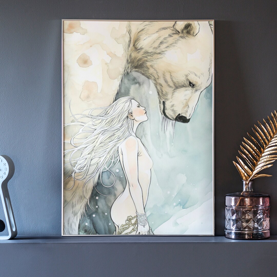 Skadi Norse Winter Goddess With Bear Poster Print Norse Goddess With ...