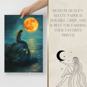 Moonlit Mermaid Print, Mermaid Painting Print, Mermaid Decor for Her ...