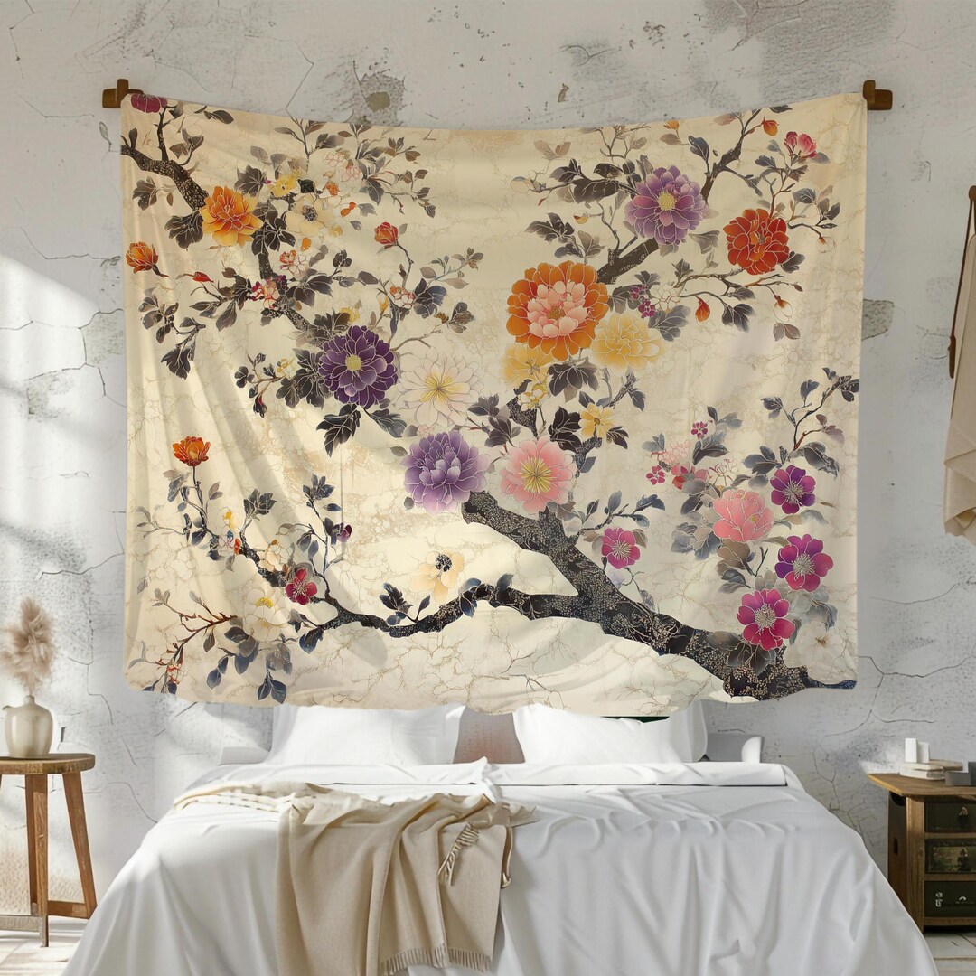 Enchanted Floral Tree Branch Tapestry Fantasy Floral Nature Tapestry ...