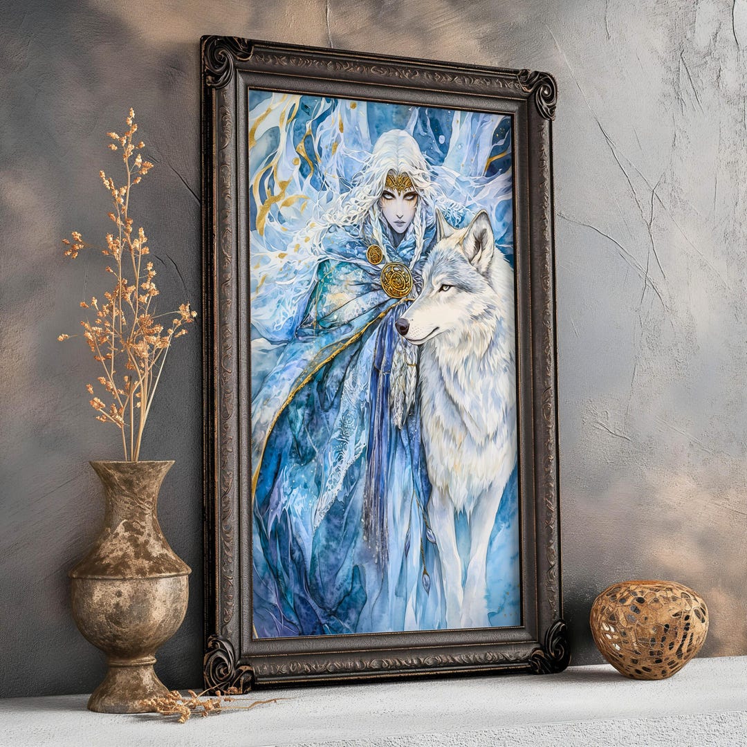 Norse Goddess Skadi With Wolf Matte Print Skadi and Wolf Art Print ...