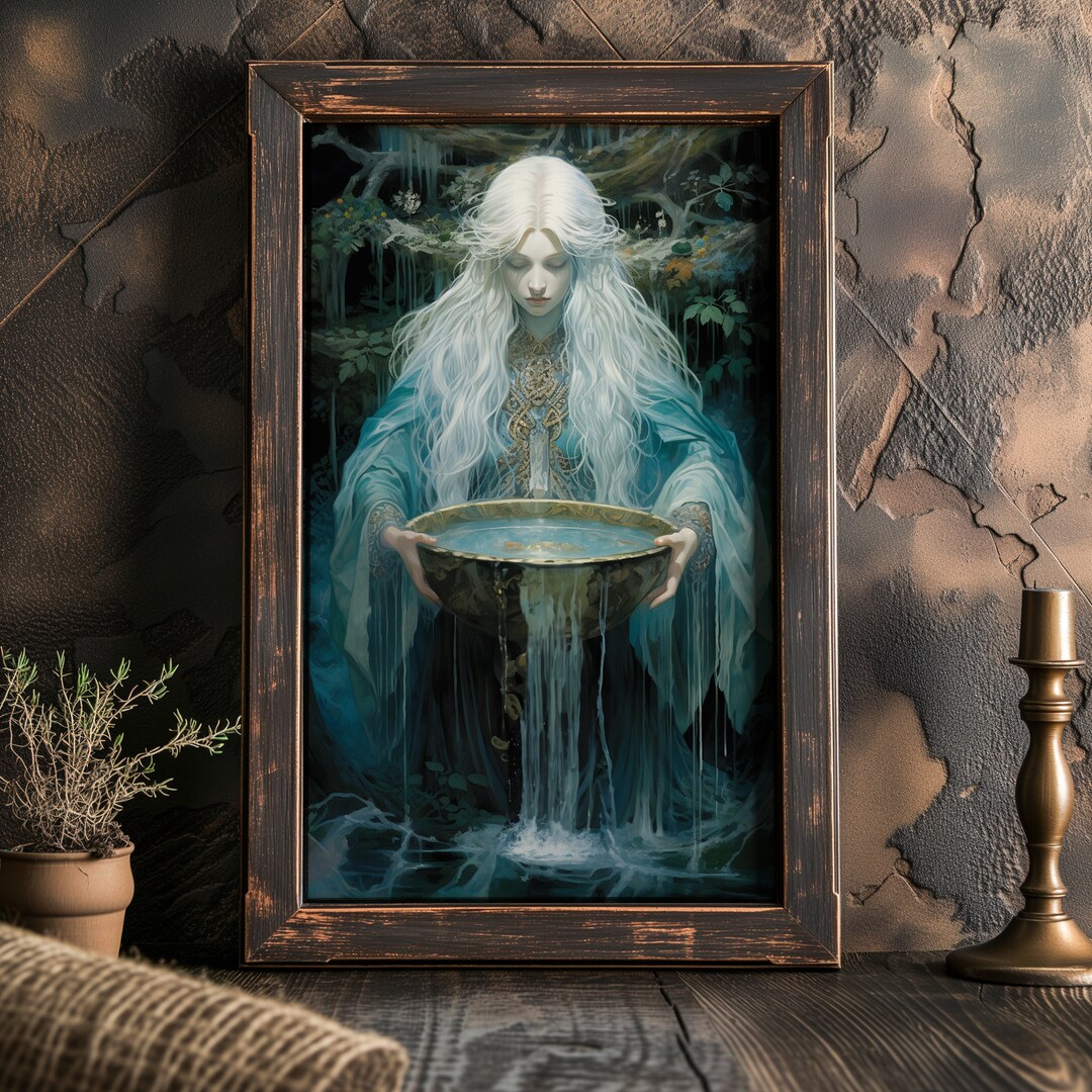 Danu, Celtic Goddess Matte Print, Danu With Bowl of Water Art Print ...