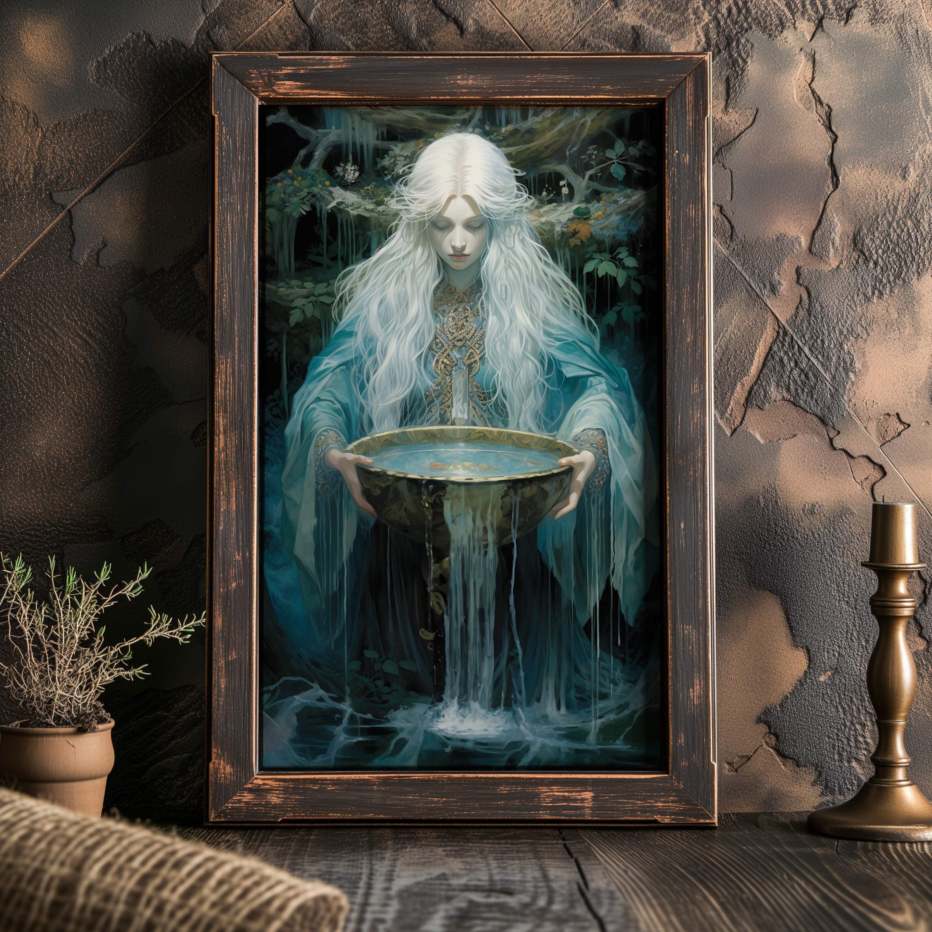 Danu, Celtic Goddess Matte Print, Danu With Bowl of Water Art Print ...