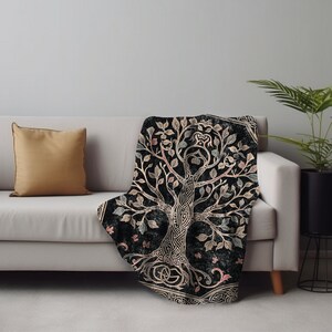 Norse Style Throw Blanket, Tree of Life Blanket, Tree of Yggdrasil ...