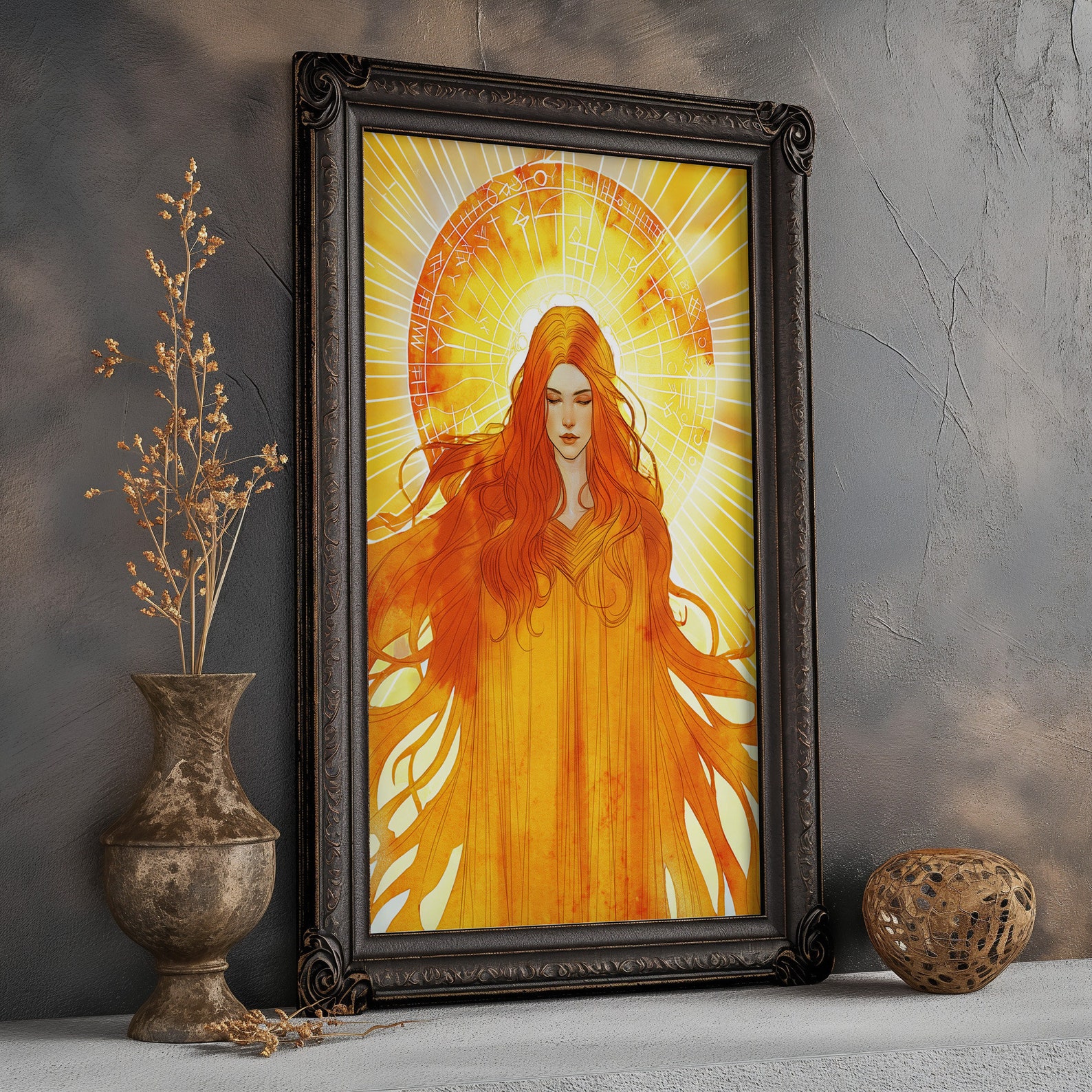 Sol Norse Goddess of the Sun Print, Norse Goddess Wall Decor, Sun ...