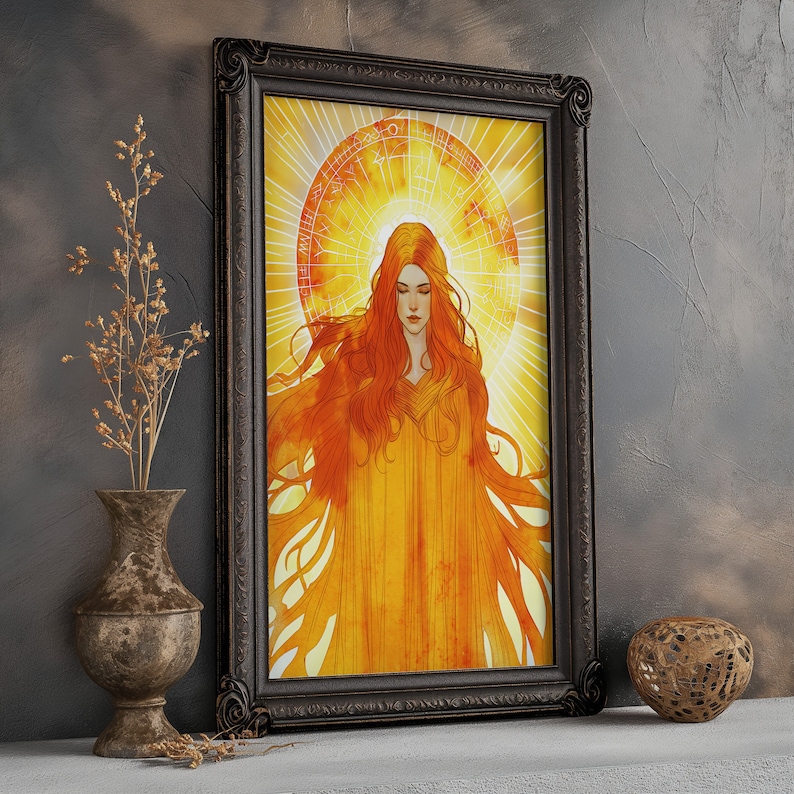 Sol Norse Goddess of the Sun Print, Norse Goddess Wall Decor, Sun ...