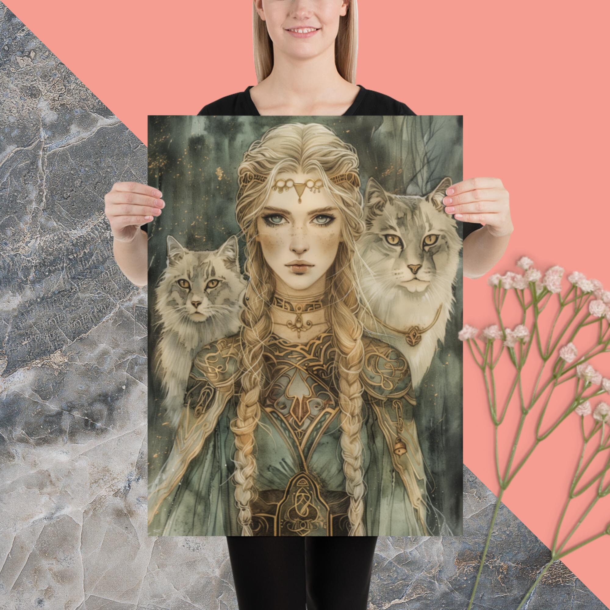 Freya, Norse Queen of the Valkyries Poster Wall Decor Japanese Water ...