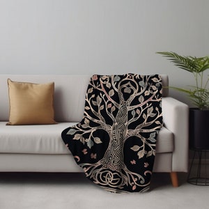 Norse Style Throw Blanket, Tree of Life Blanket, Tree of Yggdrasil ...