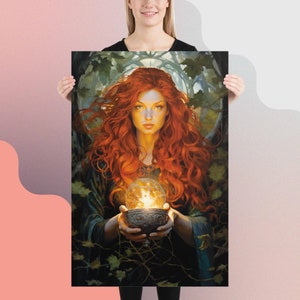 Celtic Goddess Brigid Matte Poster, Celtic Goddess of Fire and Healing, Mythology Poster ...