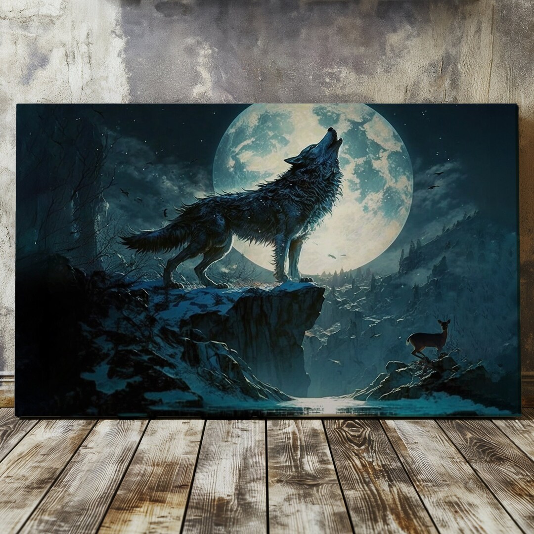 Norse Dire Wolf Fenrir Canvas Gallery Wrap, Giant Wolf God Fenrir Art ...