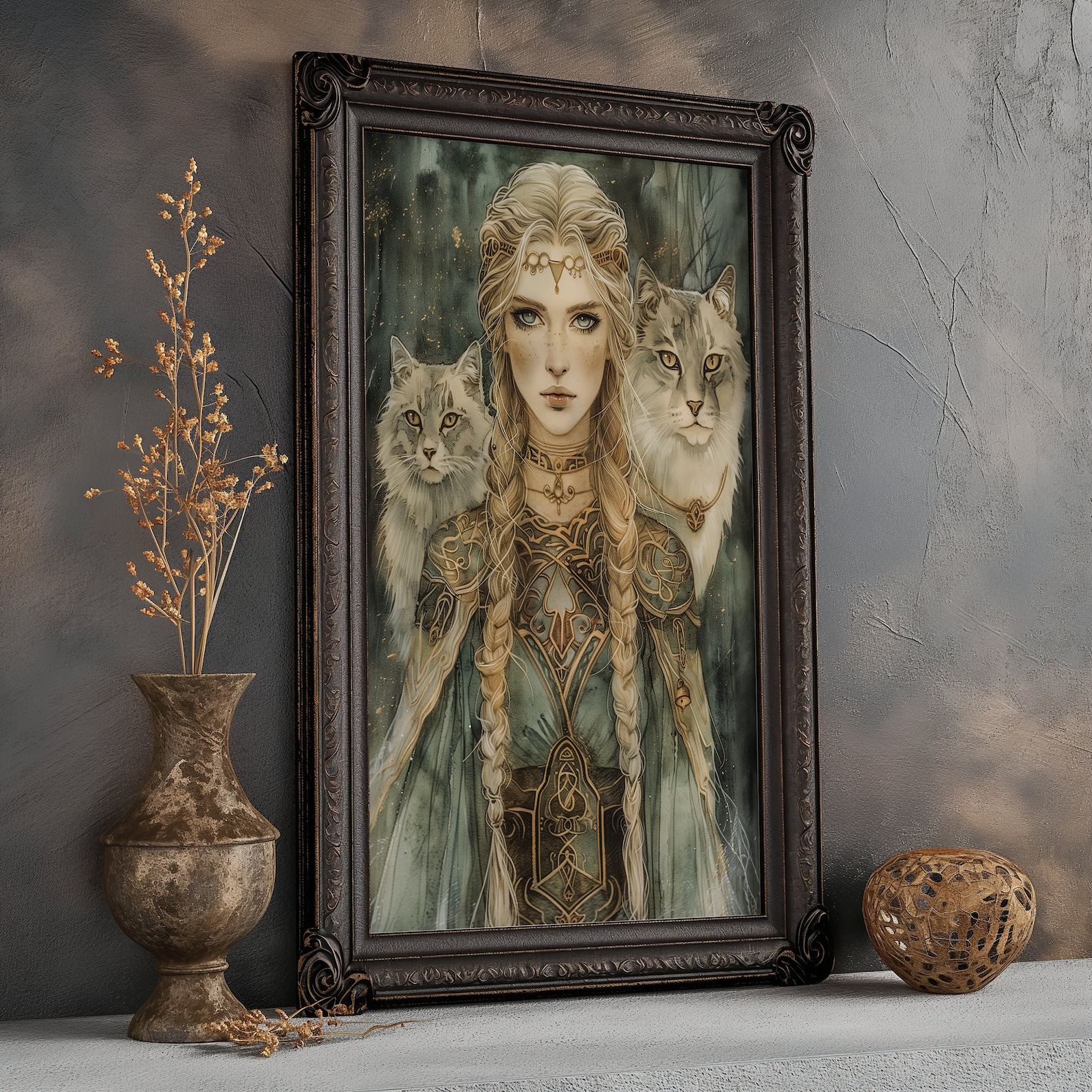 Freya, Norse Queen of the Valkyries Poster Wall Decor Japanese Water ...