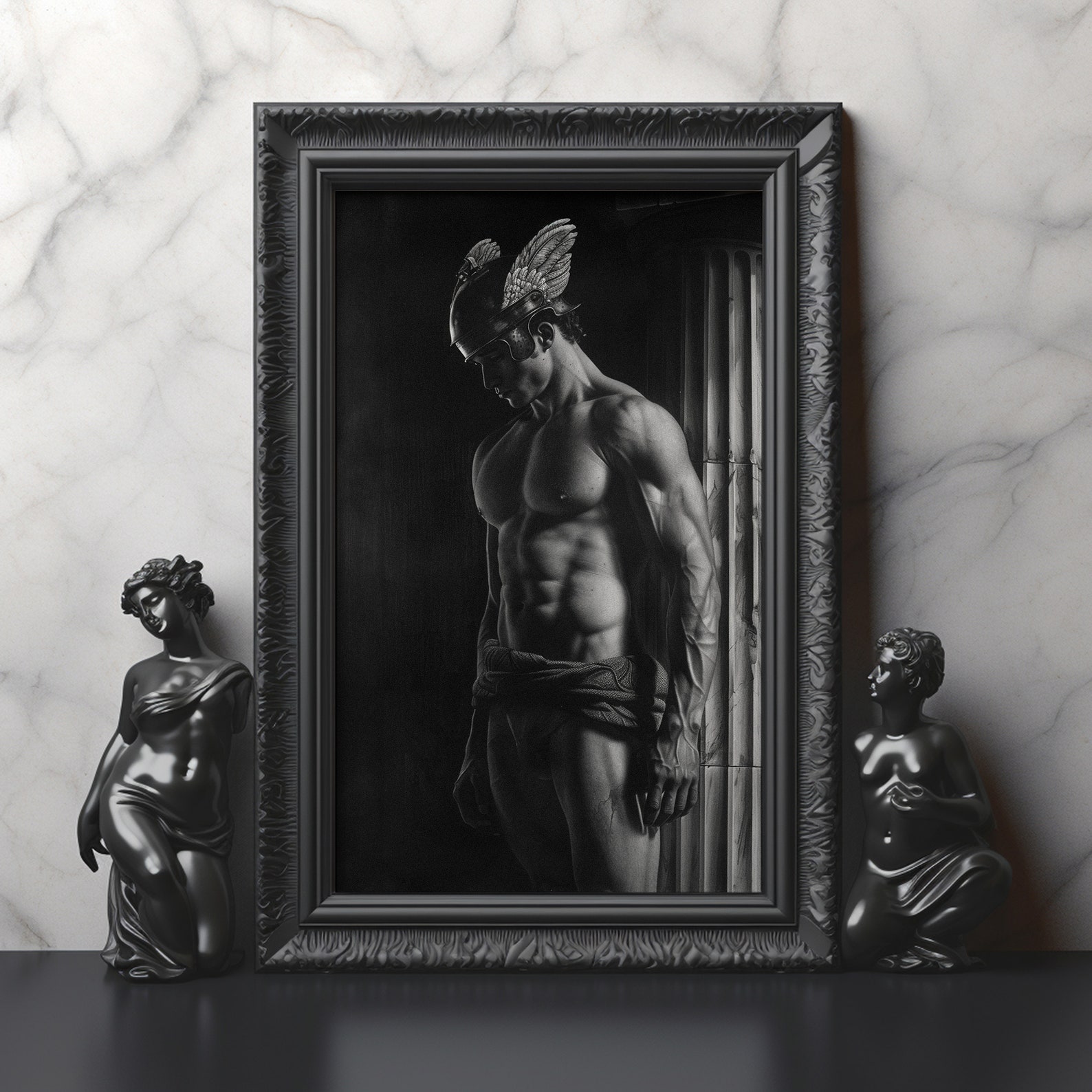 Hermes Greek God of Speed Monochrome Matte Print, Hermes Greek God Art ...