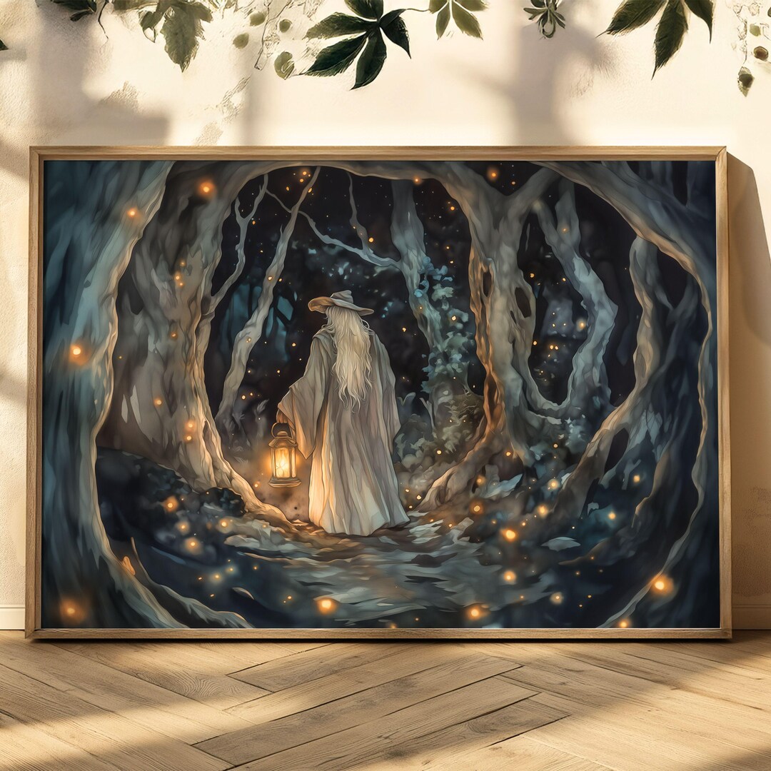 Wizard in Enchanted Wood Matte Print Wizard Fantasy Wall Decor Fantasy ...