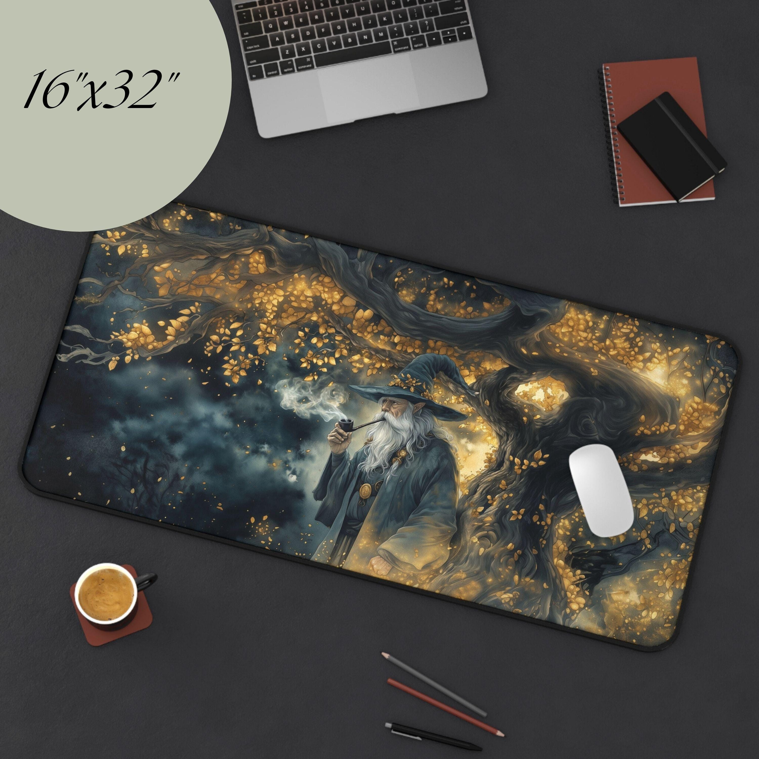Wise Wizard Fantasy Desk Mat Gaming Room Decor Enchanted Fantasy Desk ...