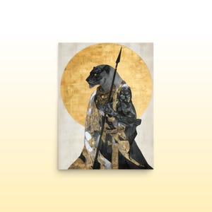 Anhur Egyptian Lion God Matte Print Gold and Black Egyptian Lion God ...