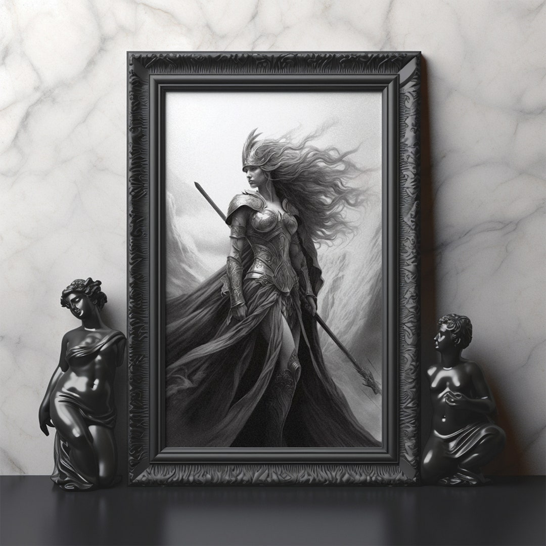 Greek Goddess Athena Matte Print, Black and White Athena Art Print ...