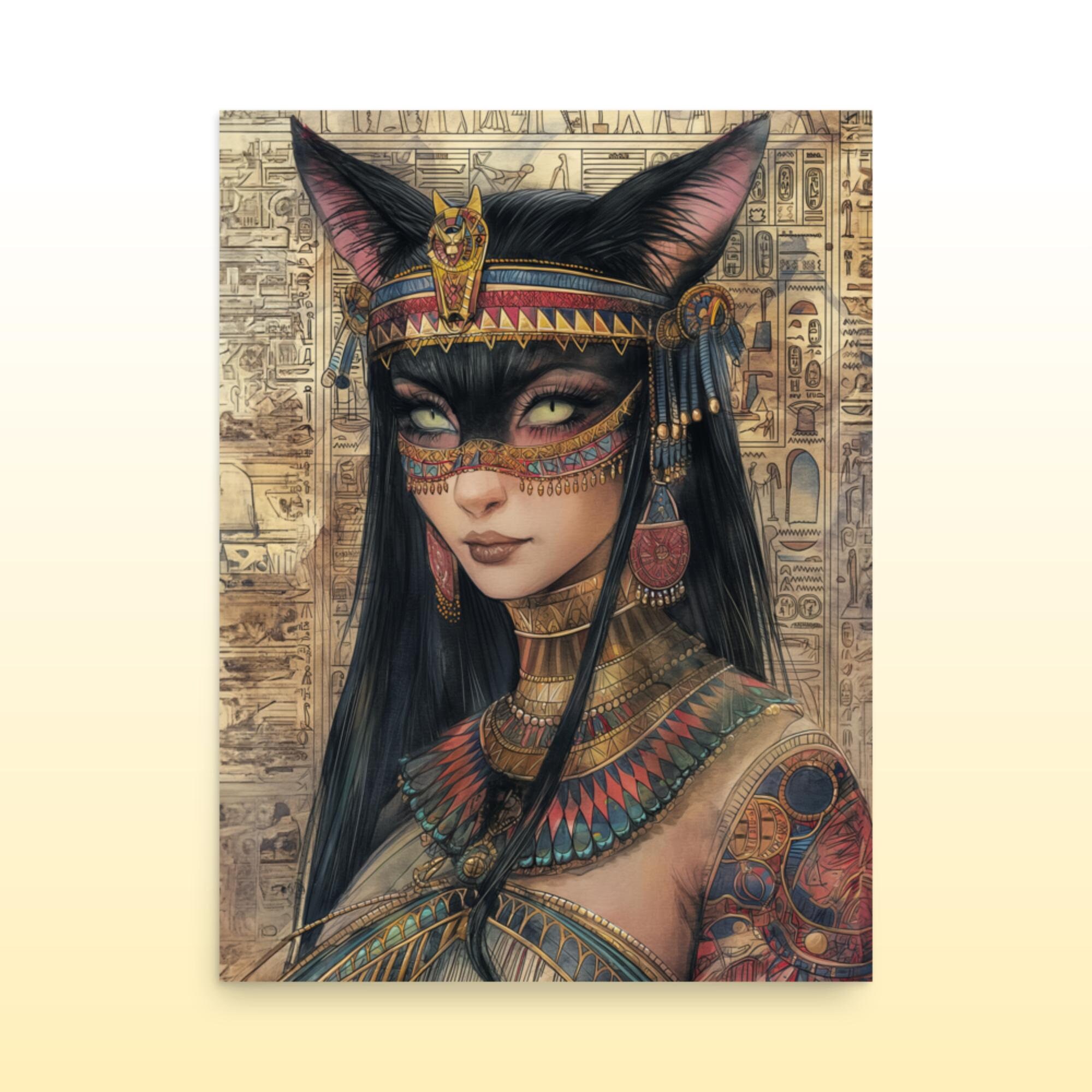 Bastet, Egyptian Goddess of Cats Matte Print, Egyptian Goddess Print ...