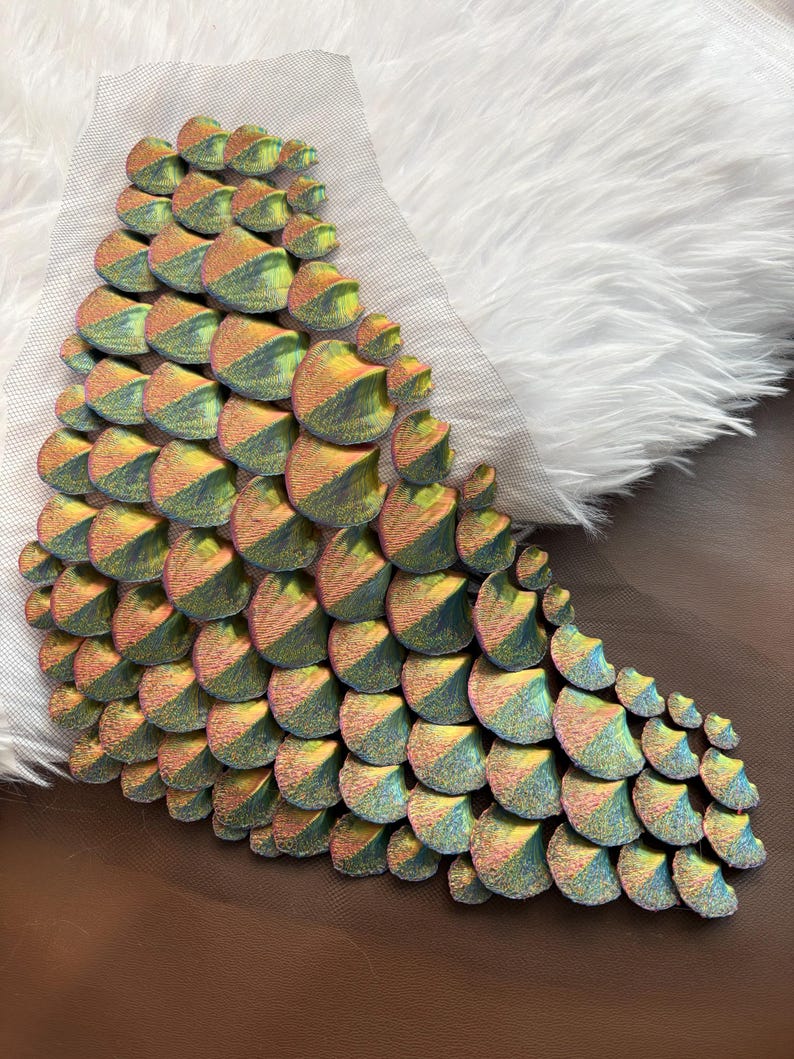 3D Mermaid or Merman Triangle Panel PLA Filament Printed Scales on Mesh ...
