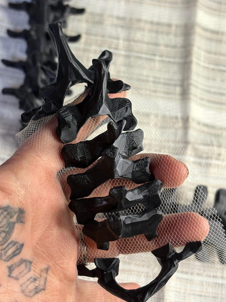 3D Printed Black Spinal Column: Halloween Costume Cosplay Skeletal ...