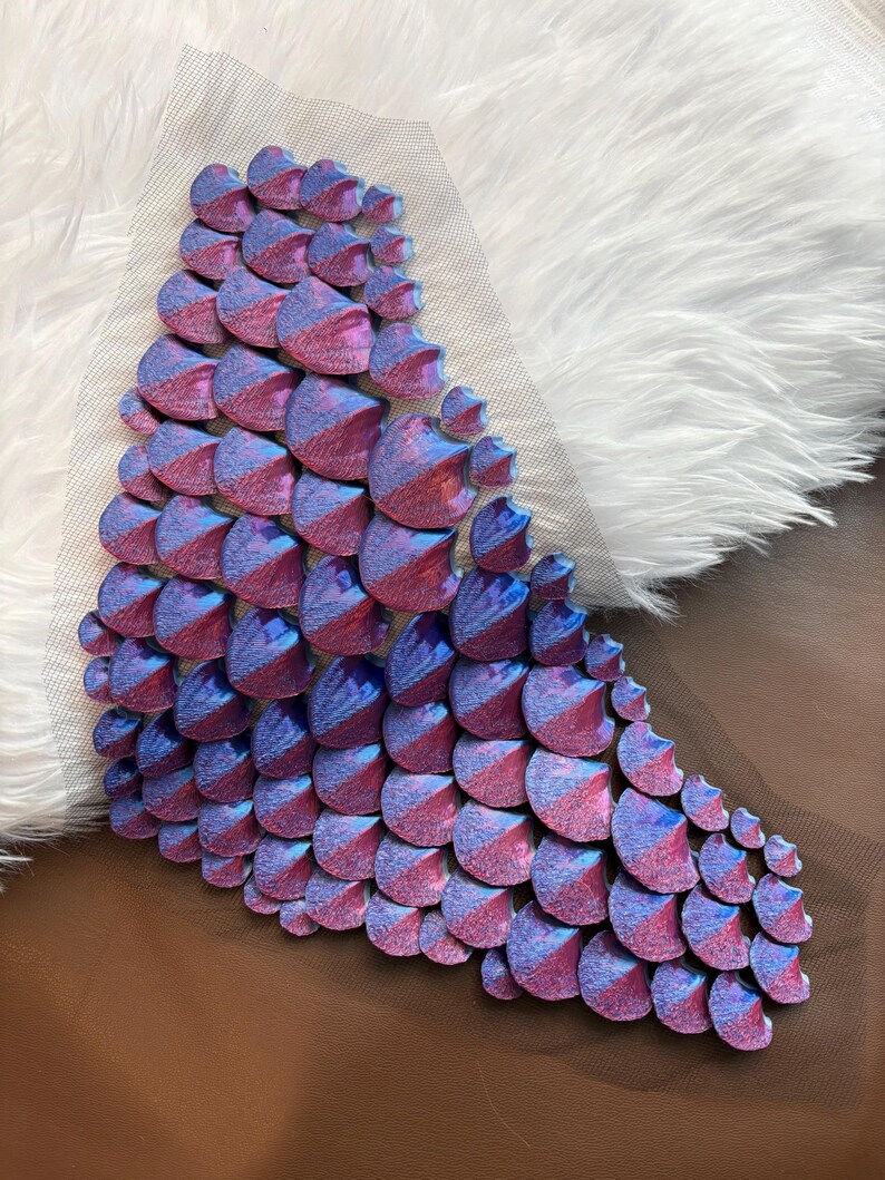 3D Mermaid or Merman Triangle Panel PLA Filament Printed Scales on Mesh ...
