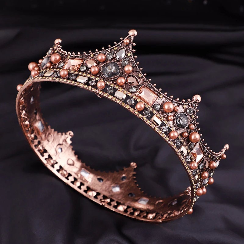 Vintage Gold Round Crown Wedding Crown Princess Queen Crown Royal King ...