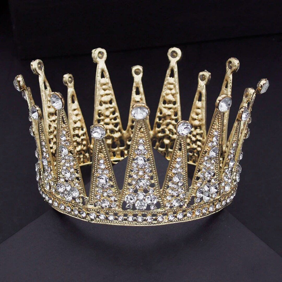 Vintage Baroque Round Crown Gold Silver Round Crystal Crown Princess ...