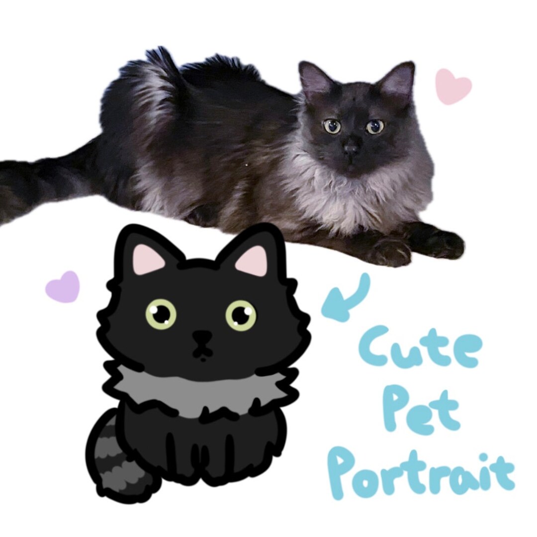 Pet Portrait, Cute Pet Drawing, Chibi Pet Illustration, Kawaii Pet ...