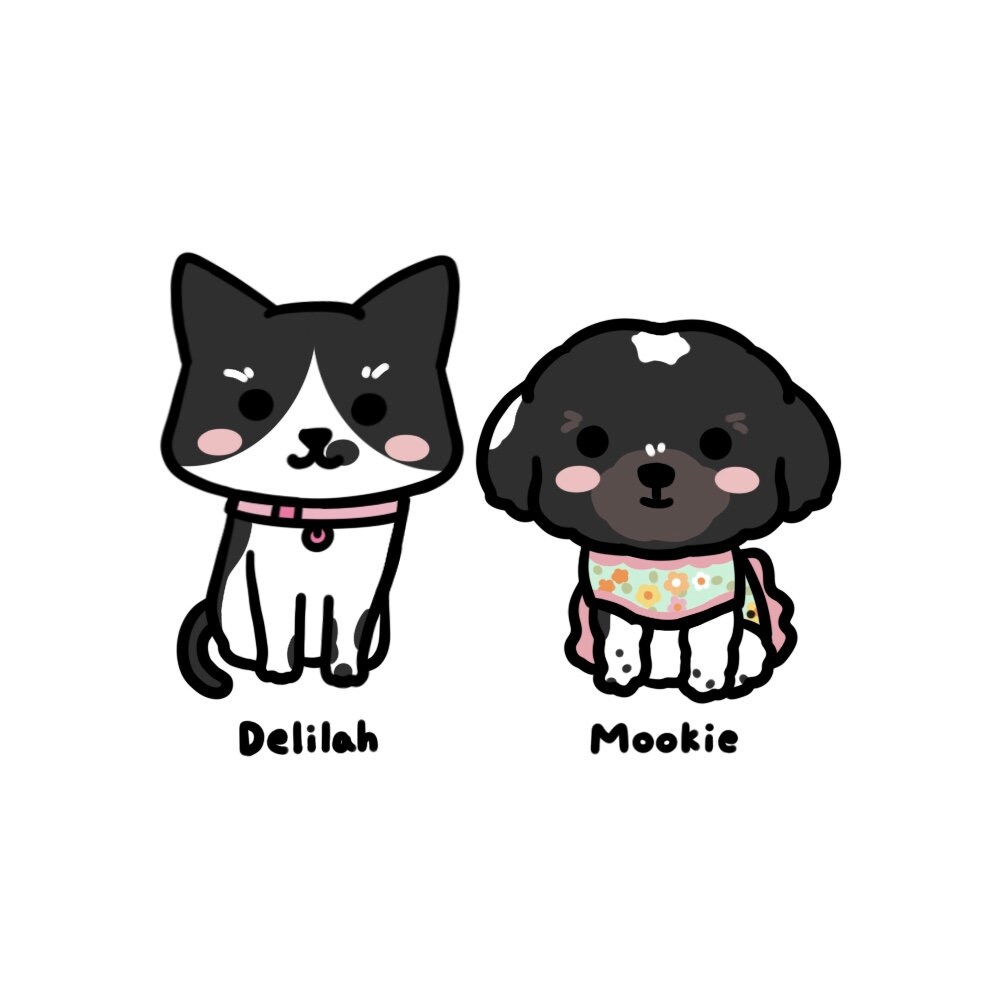 Pet Portrait Cute Pet Drawing Chibi Pet Illustration Kawaii - Etsy