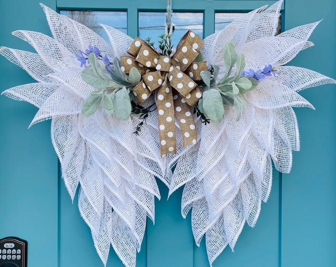 Angel Wings Wreath | Memorial | in Loving Memory | Guardian Angel ...
