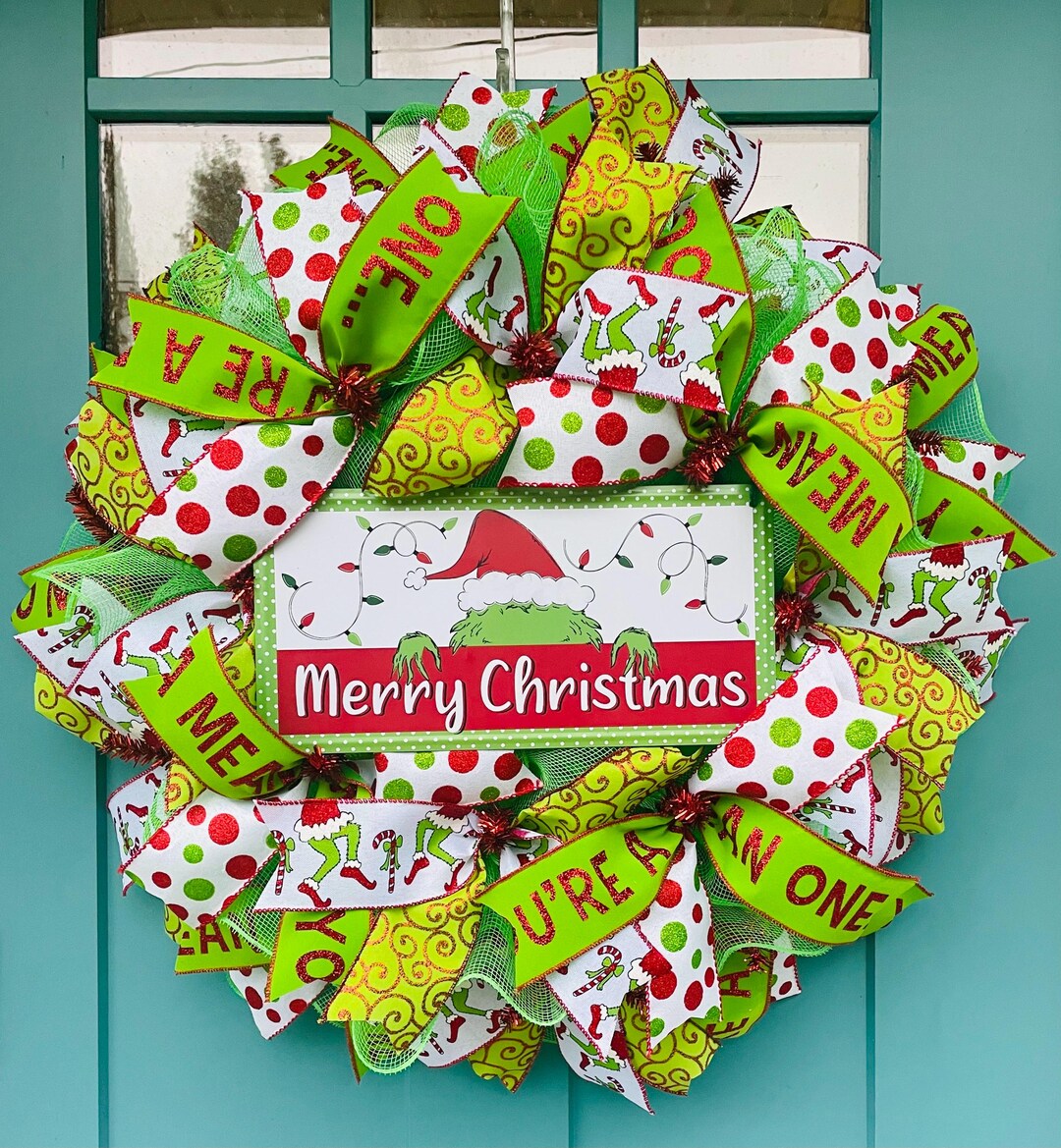 Grinch Christmas Wreath Grinchmas Merry Christmas Front Door Decor ...