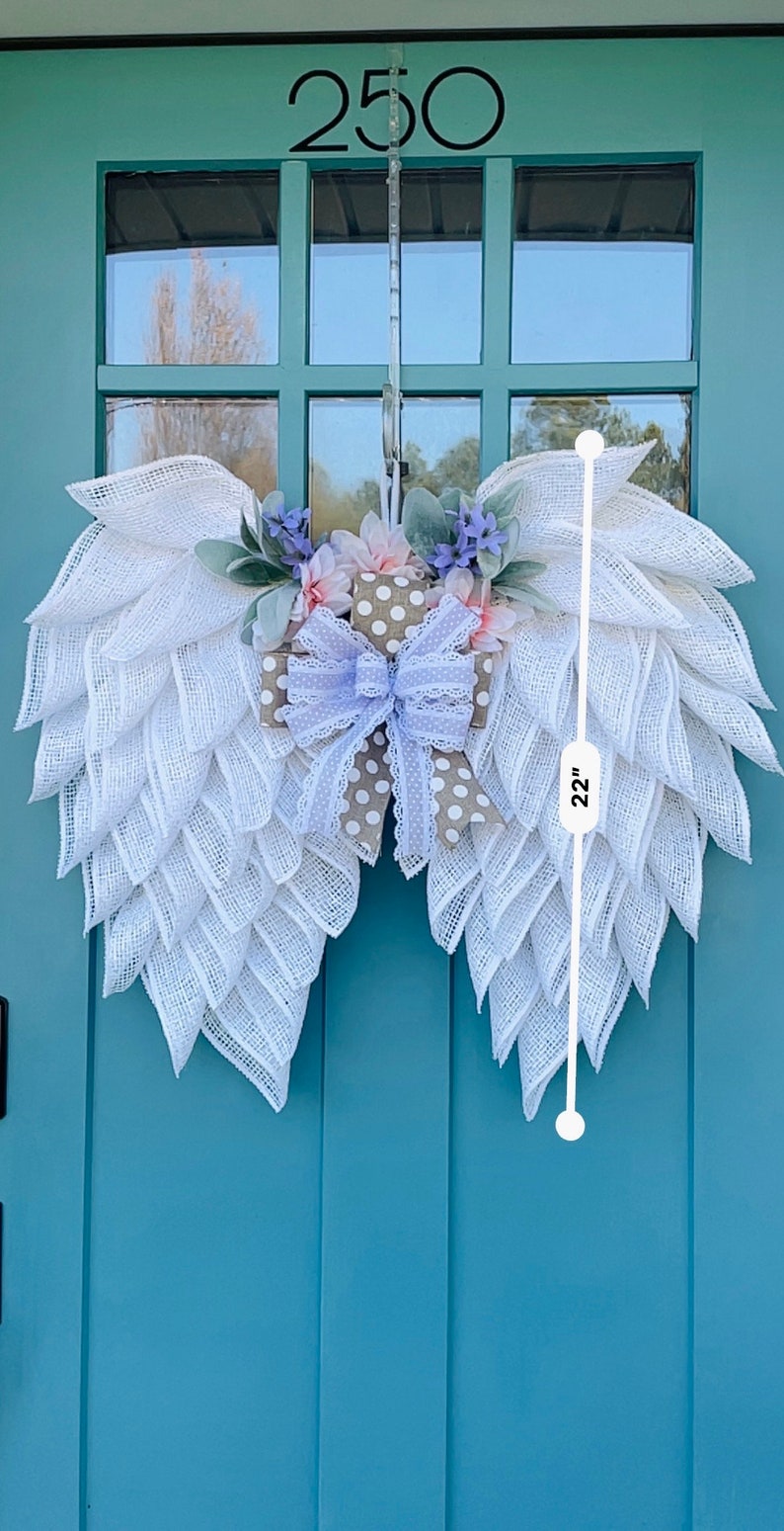 Lighted Angel Wings Wreath Memorial Luminary in Loving Memory LED Fairy ...