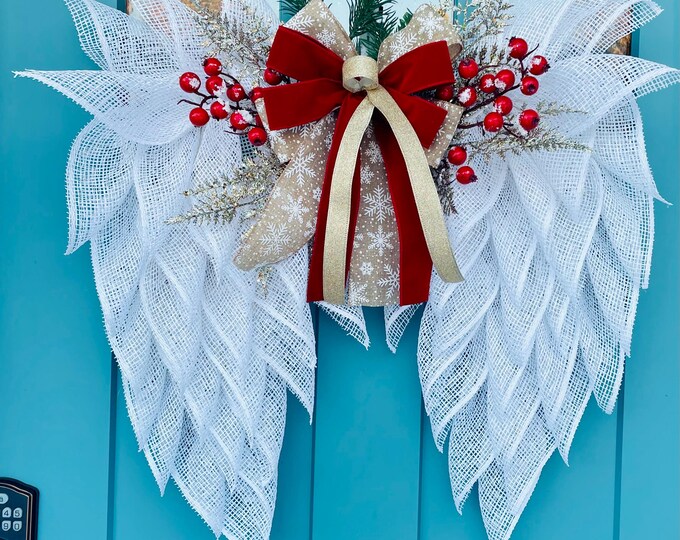Christmas Angel Wings Wreath Angel Wings Sympathy Gift Memorial Angel ...