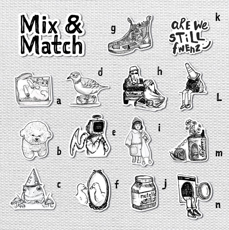Mix & Match Stickers | Matte Vinyl Sticker | Charcoal | Cool Stickers ...