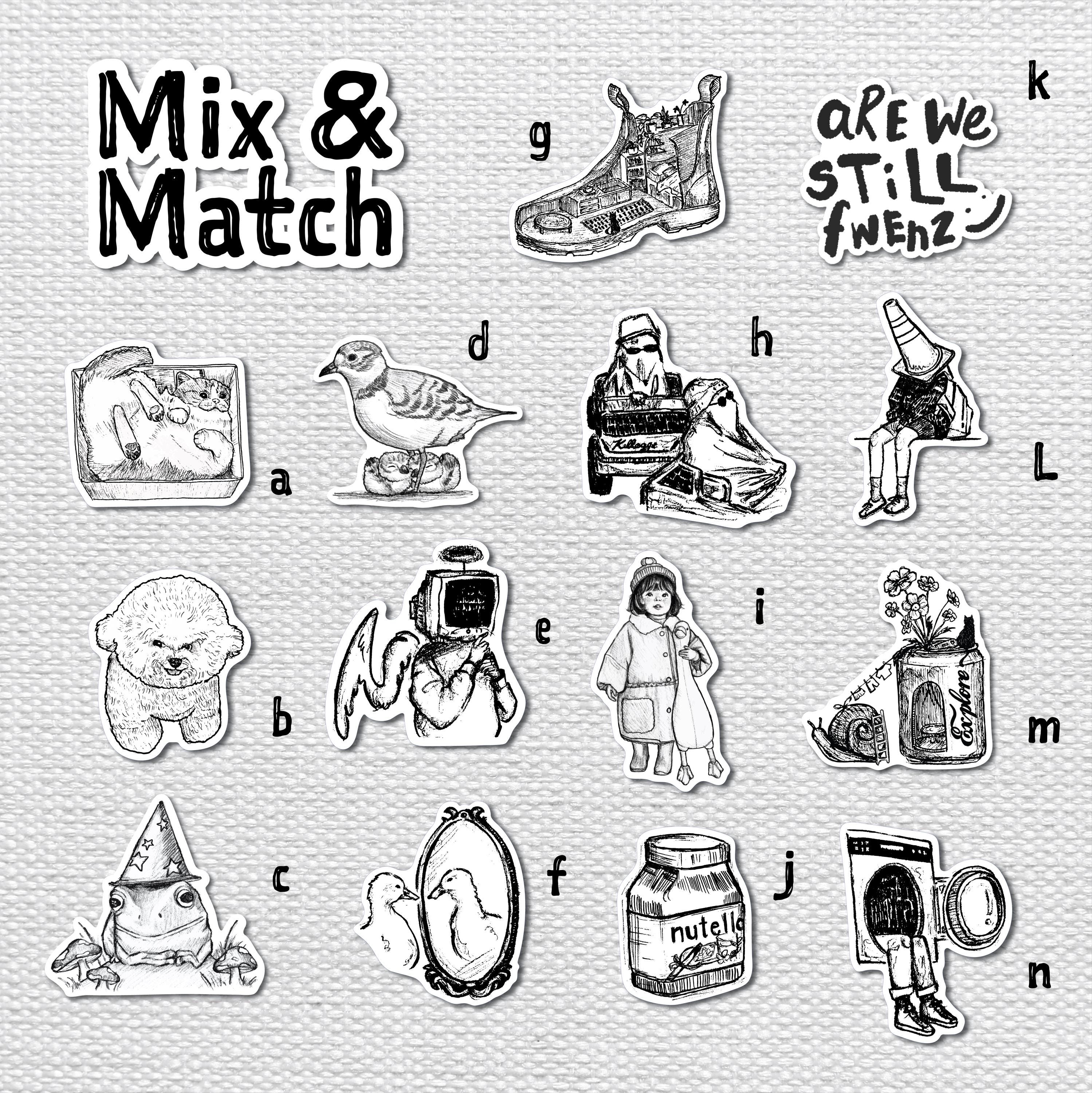 Mix & Match Stickers | Matte Vinyl Sticker | Charcoal | Cool Stickers ...